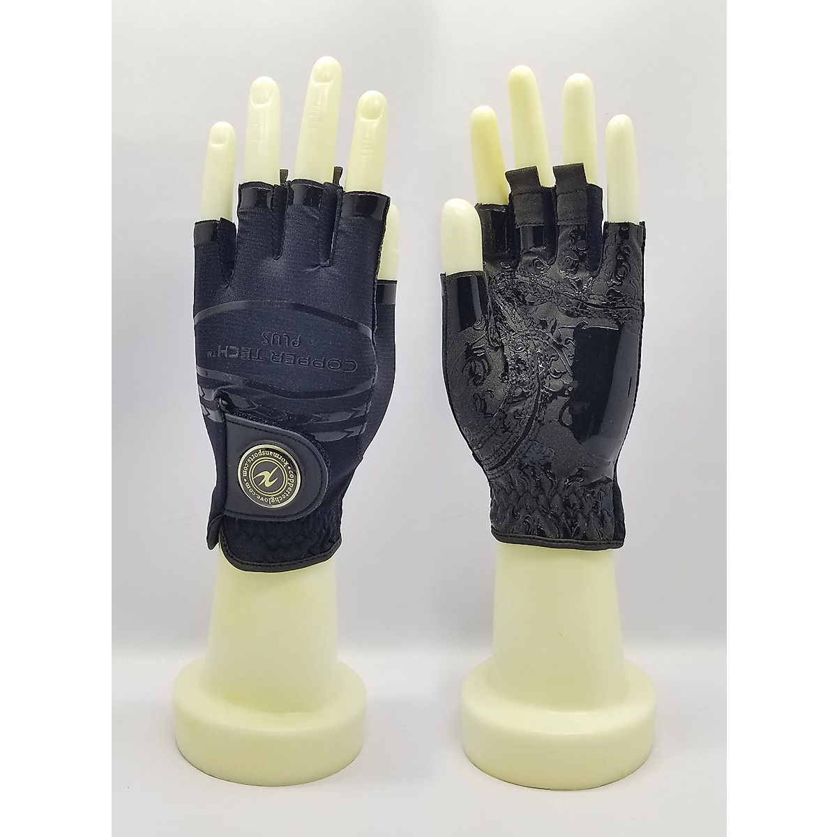 Copper Tech COPPERTECH Plus Womens Half Glove Worn ON Right Hand (White/Pink, MED to LG(ONE Size FIT Most), Worn ON RGHT Hand)