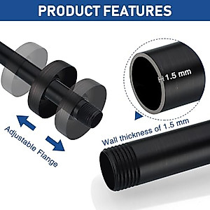 HANEBATH 16 Inch Extra Long Stainless Steel Shower Arm with Flange, Oil Rubbed Bronze Shower Head Extension Arm