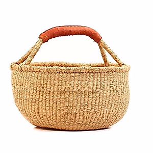 Hands Craft Fair Trade Ghana Bolga African Dye-Free Market Basket (Extra Large: 17"-19" Across)