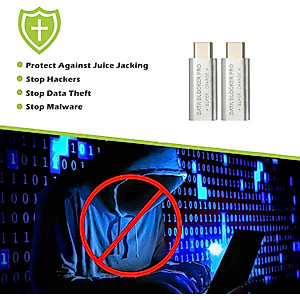 USB-C to C Data Blocker-Protect Against Juice Jacking, USB C to USB C Adapter-Support Fast Charging(50V/5A), USB Data Blocker Defender for Cell Phones, Tablets, Block Data Transfer (Silver)