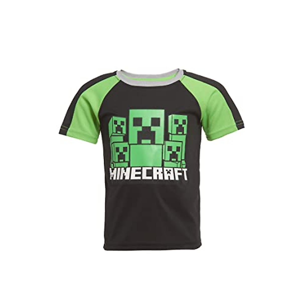 Minecraft Boys Creepers 3 Piece T-Shirt Tank Top Short Set (Black, 5-6)