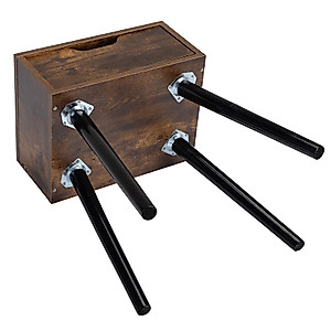 Tidyard Set of 2 Mid Century Wood Side Table, End Table with 1 Storage Drawer, Nightstand for Bedroom Living Room, Rustic Brown and Black