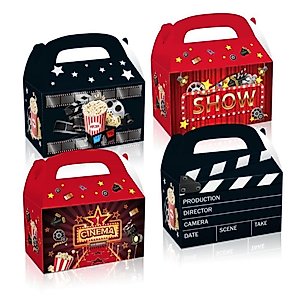 PARTYSTADL 12Pcs Movie Theme Party Decorations Boxes, Movie Night Party Supplies Candy Boxes Birthday Party Favors Decorations Party Gift Boxes for Boys Girls Baby Shower Party Supplies