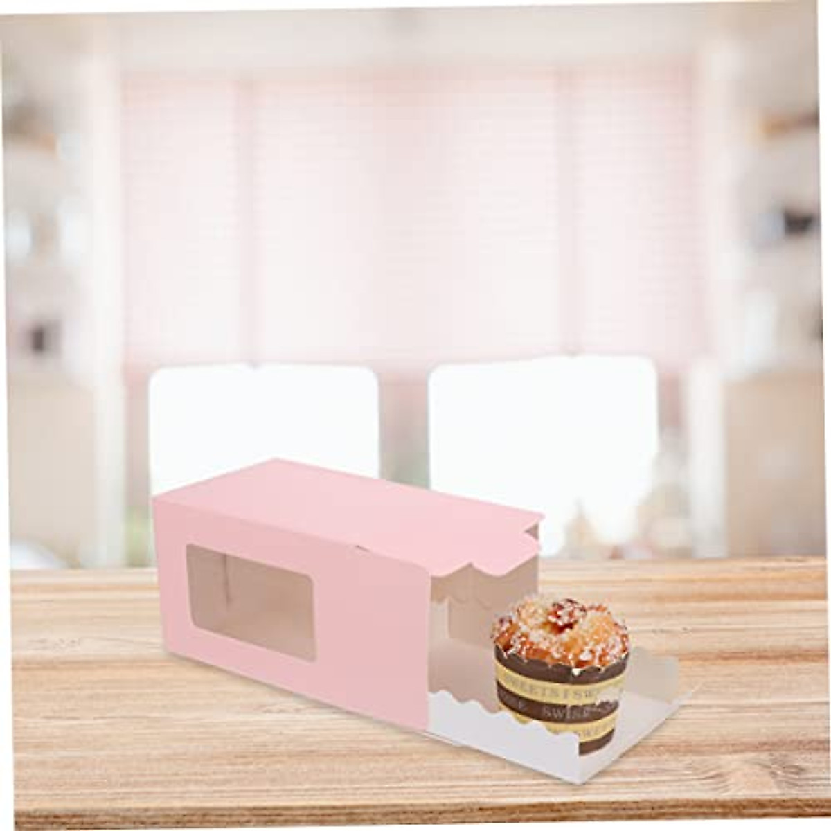 Baluue 12pcs Packaging Boxes Packing Box Clear Cake Stand Pink Containers Mini Cake Boxes Transparent Cake Box Cake Packing Box Disposable Cupcake Containers White Card Pink Dessert Box