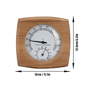 Lwuey Indoor Thermometer Hygrometer, Sauna Wood Thermometers 2 in 1 Wooden Sauna Hygrothermograph Temperature Humidity Monitor Wall Patio Digital Steam Room Hot Tubs Supplies Equipment Accessories