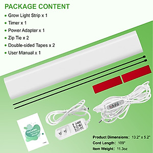 FOXGARDEN Grow Light, Full Spectrum Plant Light Strip for Indoor Plants, 96 LED Bright Grow Lamp with Auto On/Off Timer 4/8/12H, 4 Dimmable Brightness
