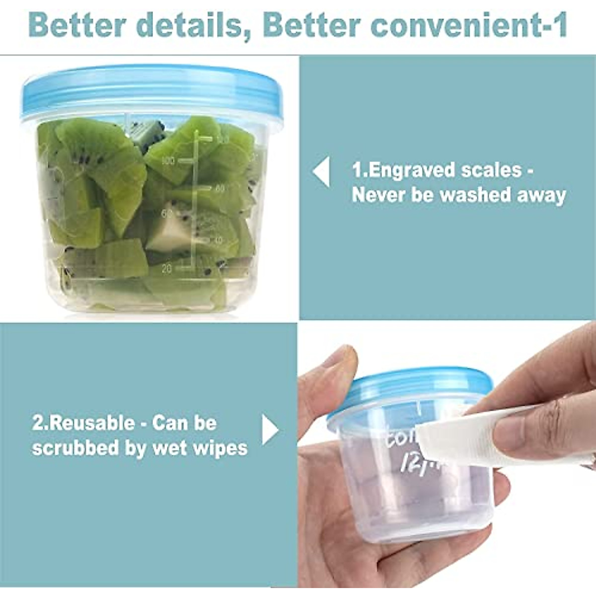 Mosville Baby Food Containers - 12 Sets, 4 OZ Food Grade Plastic Small Containers with Lids, Leakproof and Reusable, Microwave & Dishwasher Safe Freezer Containers for Food……