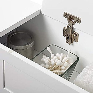 Zenna Home Lift Top Storage Console Cabinet Bathroom Spacesaver, White