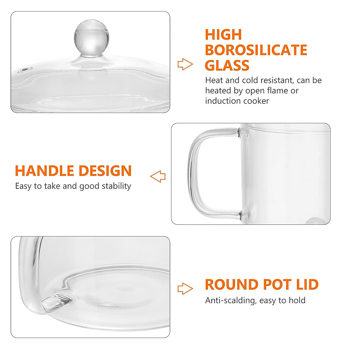 DOITOOL Glass Saucepan with Cover - Heat-Resistant Small Glass Simmer Pot for Stove Potpourri - Glass Cookware Glass Pots for Cooking on Stove for Pasta Noodle, Soup, Tea