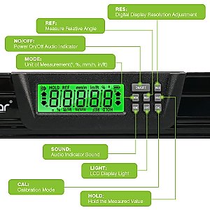 Huepar Digital Torpedo Level and Protractor 24 Inch with 2 High-Accuracy Bubble Vials & LCD Display, Aluminum Alloy Electronic Magnetic Level Tool, Bottom Ruler, Soft Rubber Handle & Carrying Bag-TL60