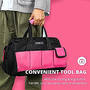 DEKOPRO Pink Tool Set for Women Ladies Girls, 226-Piece Household Hand Tool Kit with Wide Mouth Open Storage Tool Bag for DIY, Home and Equipment Maintenance