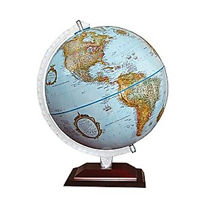 Replogle Aragon 12" Desktop World Globe, Raised Relief, Up-to-Date Cartography, Made in USA (Blue Ocean)