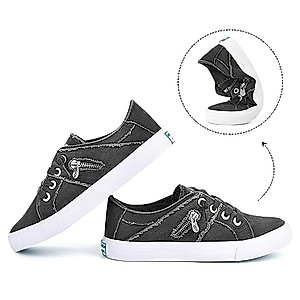 JENN ARDOR Women's Fashion Slip on Sneakers Tennis Shoes Non Slip Casual Canvas Shoes for Women Comfortable Walking Shoes Low Top Sneakers Flats with Zipper