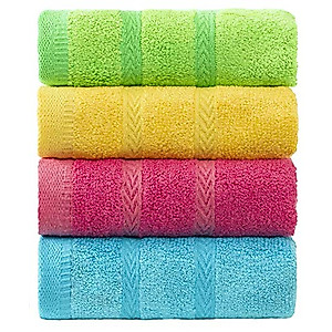 MEMRUI Wood Fiber Kids Towels + Stripe Hand Towels Set