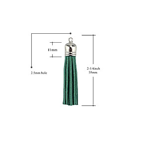 30 Silver CCB 2-1/4 Inch Faux Suede Tassel Charm Keychain Cellphone Straps Z58 (Green Tassel)