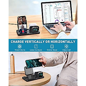 3 in 1 Charging Station for Apple Multiple Devices, Foldable Wireless Charger Portable Travel Charging Dock Charger Stand Compatible with iPhone Airpods Apple Watch with Adapter