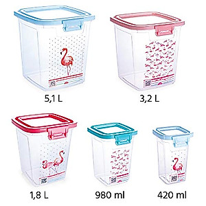 Plasutil 5 Piece Food Storage Container Set with Lock Duo. Lids Attached.