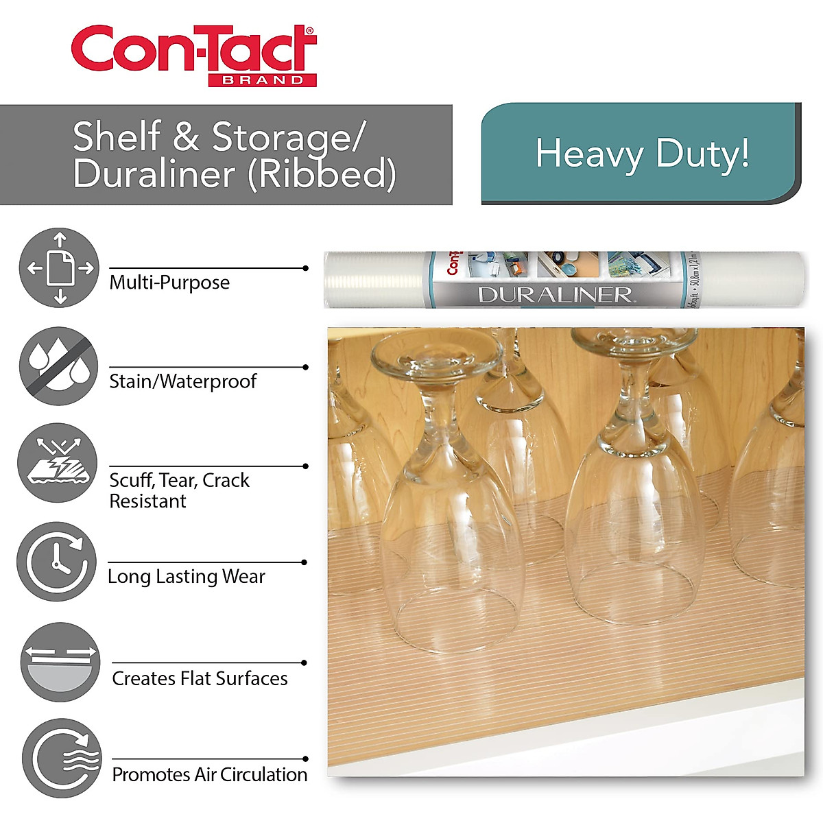 Con-Tact Brand Duraliner Non-Adhesive Surface Cover Shelf and Drawer Liner, 12" x 25', Diamond Clear