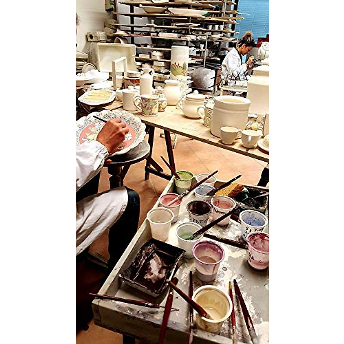 CERAMICHE D'ARTE PARRINI - Italian Ceramic Art Coffee Caffè Serving Tray Plate Decorated Lemon Pottery Hand Painted Made in ITALY Tuscan