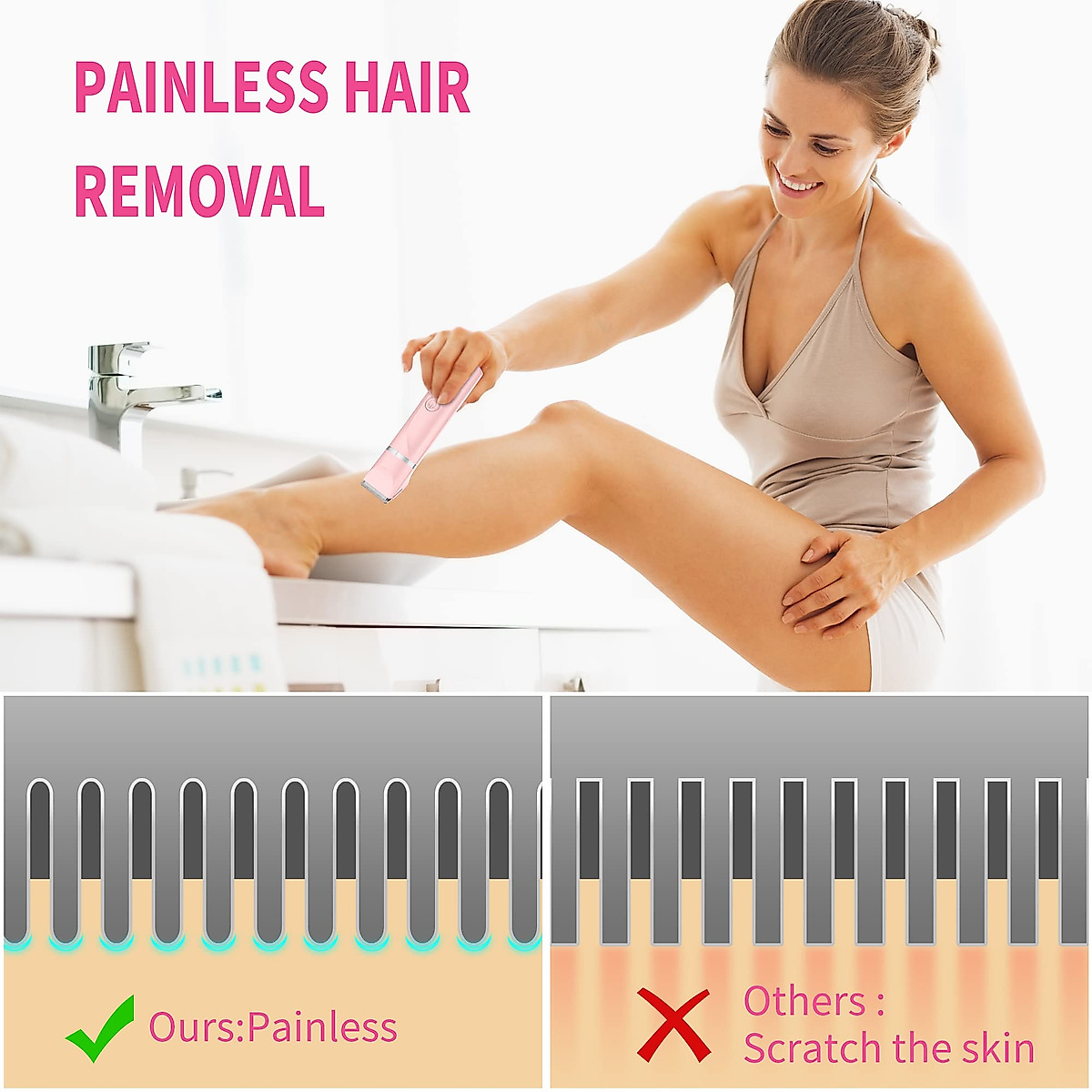 Electric Razor for Women-WUFAYHD Bikini Trimmer 3 in 1 Electric Lady Shaver Rechargeable, Cordless, Wet & Dry Use,Portable,Washable Body Hair Removal for Legs, Underarms, Advanced Electric Ladyshave