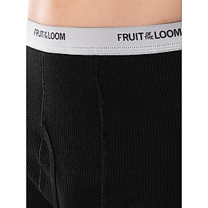 Fruit of the Loom Men's Classic Midweight Waffle Thermal Underwear Bottoms (2-Pack), Black Soot/Natural, Large