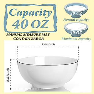 TGLBT Salad Bowls 40 Ounce Porcelain Soup Serving Pasta Bowl Set, White, Stackable, 3 Packs