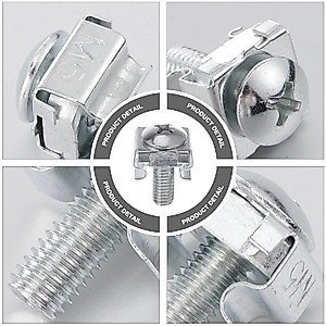 TEHAUX 100 Pcs Computer Rack Mount Cage Screws and Nuts for Rack Mount Server Cabinets- Industrial Screws