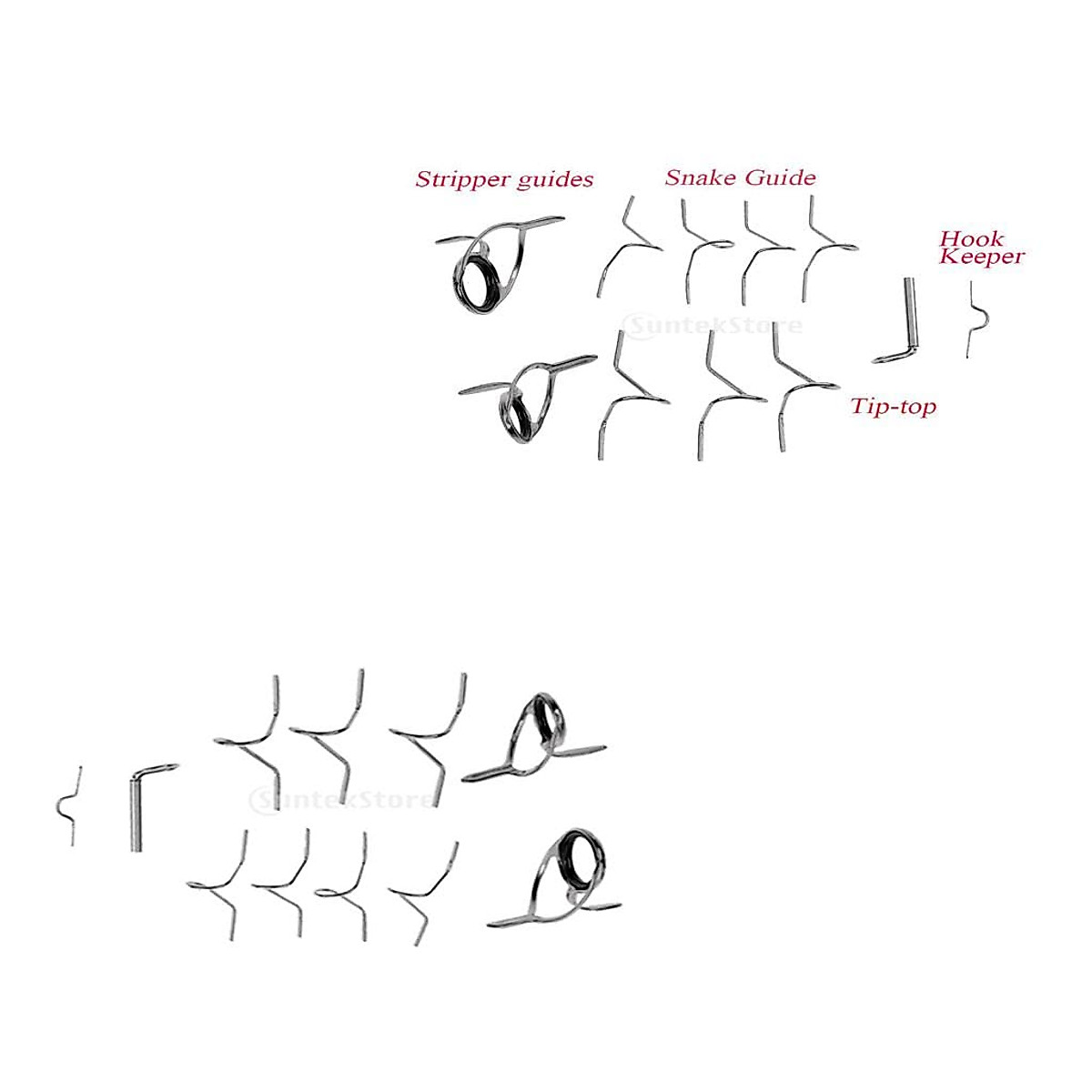 Tachiuwa 22 Piece Fly Fishing Rod Guides and Tip Tops Repair Kit DIY Eye Rings Guides, Different Sizes
