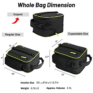 MIER Expandable Lunch Bag Insulated Lunch Box for Men to Work Travel Portable Lunchbox Bags with Shoulder Strap and Water Bottle Holder(Black/Green