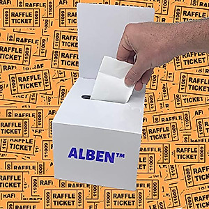ALBEN Ballot Box for Suggestions Donations Raffles White Glossy Cardboard Boxes with Removable Header in Medium Size 6x6x6 inches with Slot for Tickets and More (2 Pack)