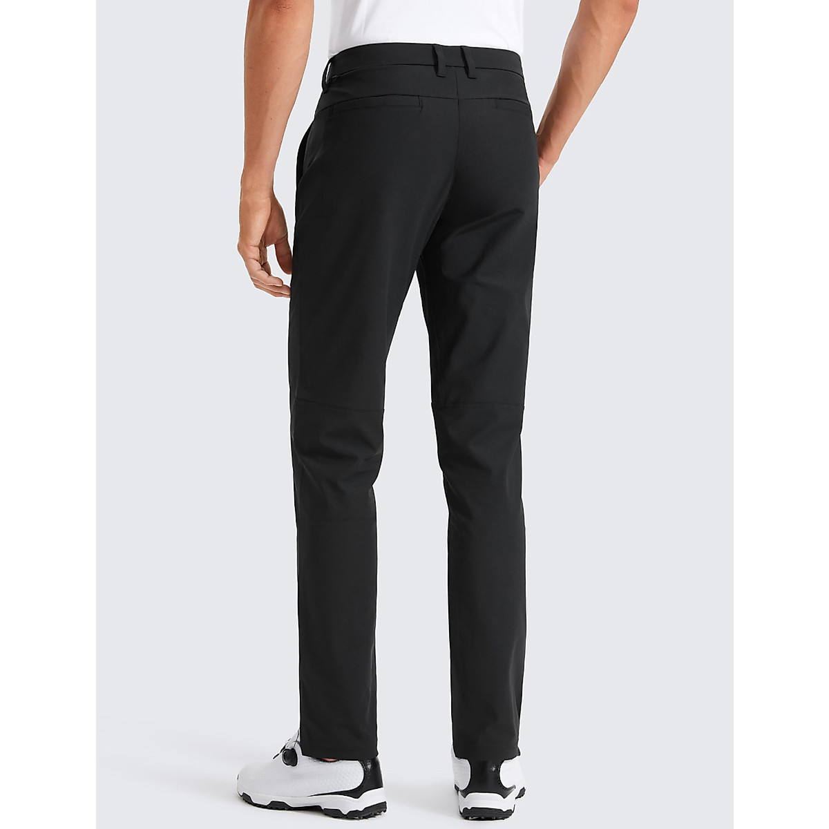 CRZ YOGA Men's All Day Comfy Golf Pants - 32" Quick Dry Lightweight Work Casual Trousers with Pockets Black 28W x 32L