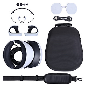 khanka Hard Travel Case Replacement for Sony PlayStation VR 2, Carrying Case with Shoulder Strap and Lens Protector Cover, Compatible for PSVR2 Controller and PSVR2 Headset (Black)