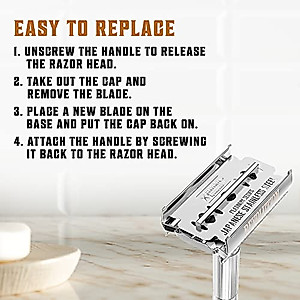 50 Count Double Edge Razor Blades - Men's Safety Razor Blades for Shaving - Platinum Japanese Stainless Steel Double Razor Shaving Blades for Men for a Smooth, Precise and Clean Shave