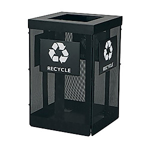 Safco Products 9936BL Onyx 36 Gallon Indoor/Outdoor Steel Mesh Waste Receptacle, Trash or Recycling, Durable Construction, Tidy Presentation, Black