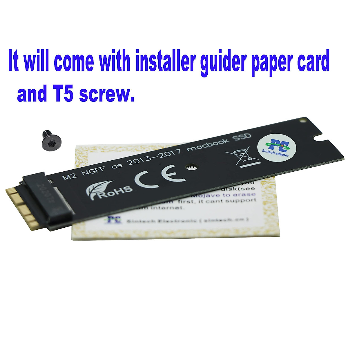 Sintech NGFF M.2 nVME SSD Adapter Card for Upgrade 2013-2015 Year Macs(Not Fit Early 2013 MacBook Pro)