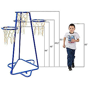 Anditt Kids Basketball Hoop Portable Basketball Stand with 4 Hoops at Varying Heights and 3 Balls Toy Set for Age 3 Years and Up for Toddlers Indoor and Outdoor Sport Games (Blue)
