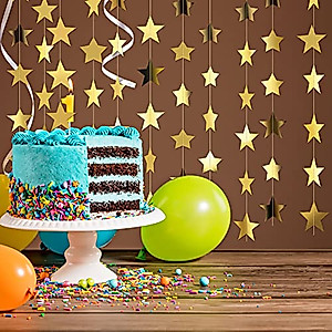 Glitter Star Garland Banner Decoration, 130 Feet Bright Gold Star Hanging Bunting Banner Backdrop for Engagement Wedding Baby Shower Birthday Christmas Decor (Gold)