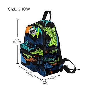 Glaphy Custom Kid's Name Backpack, Sharks Camo Toddler Backpack for Daycare Travel Personalized Name Preschool Bookbag for Boys Girls