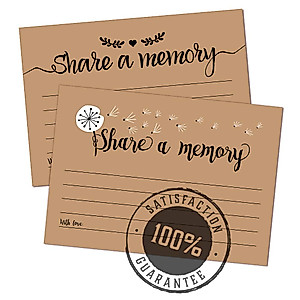 50 Share A Memory Cards - Perfect for Celebration of Life, Memorial, Funeral, Retirement, Going Away Party, Birthday, Graduation, Anniversary, Wedding, Bridal Shower - 2 Rustic Designs, 25 Cards Each