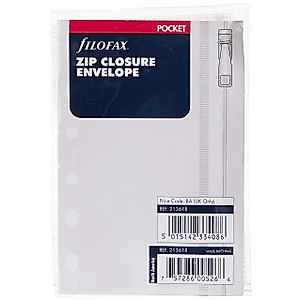 Filofax Zip Closure Envelope, Pocket (B213618), Clear, 3.25 x 4.75 inches