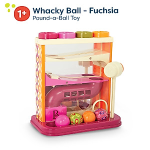 B. toys – Whack-a-Ball- Pounding Toy- Developmental Pounding Toy – Pound-A-Ball Toy – 4 Colorful Balls & Hammer –Educational Toys For Toddlers – 1 Year +