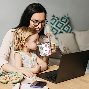 HAUSHOF Mom Mug with Lid, 14oz Insulated Coffee Mug with Handle for Best Mom, Birthday Christmas Gifts for Worlds Best Mom, Floral Happy Mothers Day