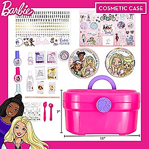 Barbie Cosmetic Case by Horizon Group USA, DIY Beauty Kit for an at-Home Spa Day, Create Your Own Face Sheet Masks, Nail Art & Body Glitter, Includes Reusable Storage Case with Removable Tray