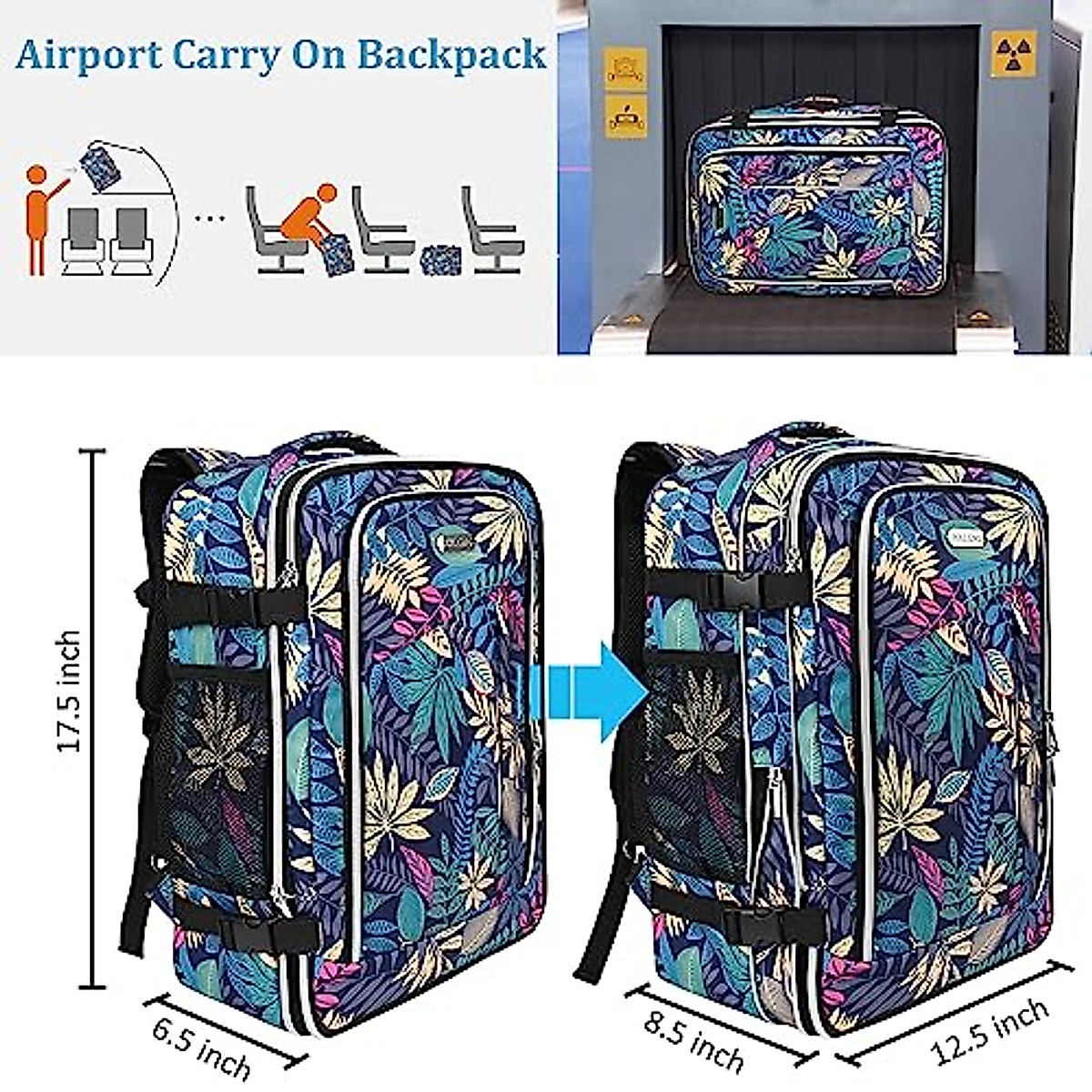 HXLGMD Carry on Backpack, 40L Flight Approved Travel Backpack with 3 Packing Bags, Expandable TSA Luggage Suitcase Backpack Overnight Weekender Daypack for Business College Hiking 15.6 inch Laptop