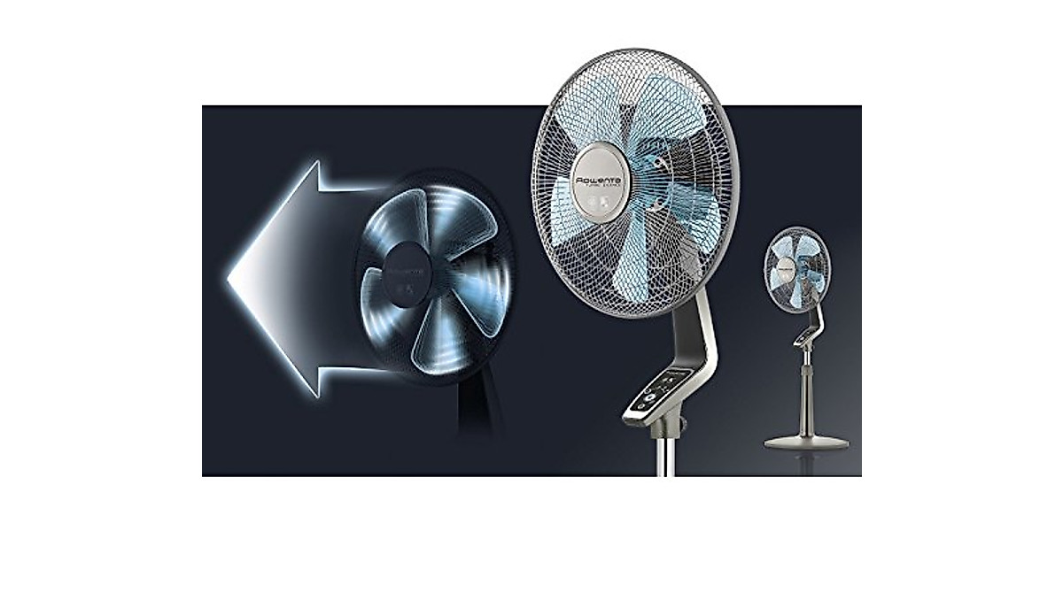 Rowenta VU5551 Fan, Pedestal Turbo Silence 4 Speed, Remote Control ...