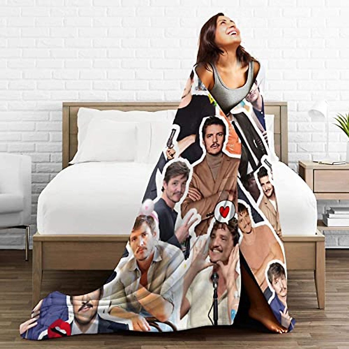 Blanket Pedro Pascal Soft and Comfortable Warm Fleece Blanket for Sofa,Office Bed car Camp Couch Cozy Plush Throw Blankets Beach Blankets