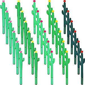 30 Pieces Cactus Pens Cactus Shaped Rollerball Pens Cactus Black Gel Ink Pens Writing Pen for Office School Home Writing Valentine's Day Gift Supplies, 5 styles
