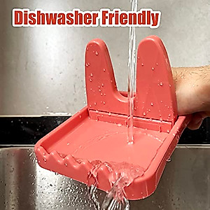 LSVGOE 2 Pack Multiple Utensil Spoon Rest for Kitchen Counter, Spoon Holder for Stove Top with Lid Holder and Grill Spoon Holder for Spatula, Ladle, Tongs and Cooking Accessories (Pink-2 Set)