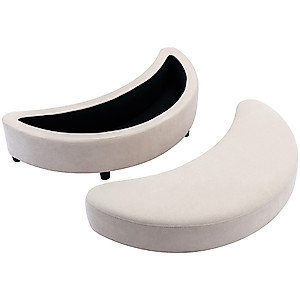 Yehha Sofa 360 Swivel Top Barrel Storage Ottoman & 4 Pillows, Modern Linen Leisure Chair Round Accent for Living Room Bedroom, Creamy White