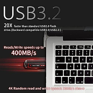 TCELL 4K Fire 128GB USB 3.2 Flash Drive 400MB/s Above,UASP Supported, high Speed Solid State Flash Drive Thumb Drive Memory Stick for Designer Gamer Tesla dashcam Sentry Mode